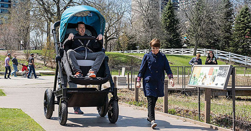 Take a stroll in an adult sized pram