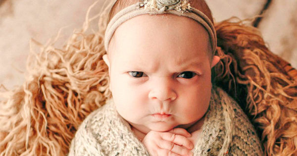 Adorable 'grumpy' newborn shoot goes viral | Mum's Grapevine